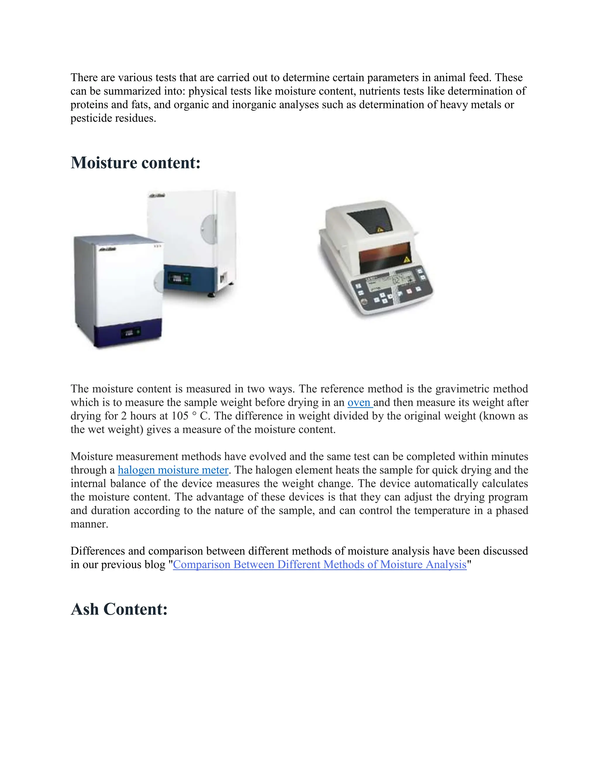 Animal feed laboratory testing in manufacturing industry | DOCX