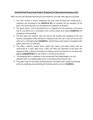Animal feed processing project proposal | DOCX