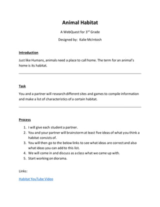 Animal habitat w eb quest | PDF