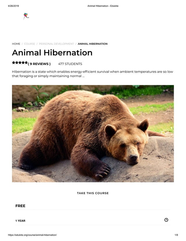 Animal Hibernation - Edukite | PDF