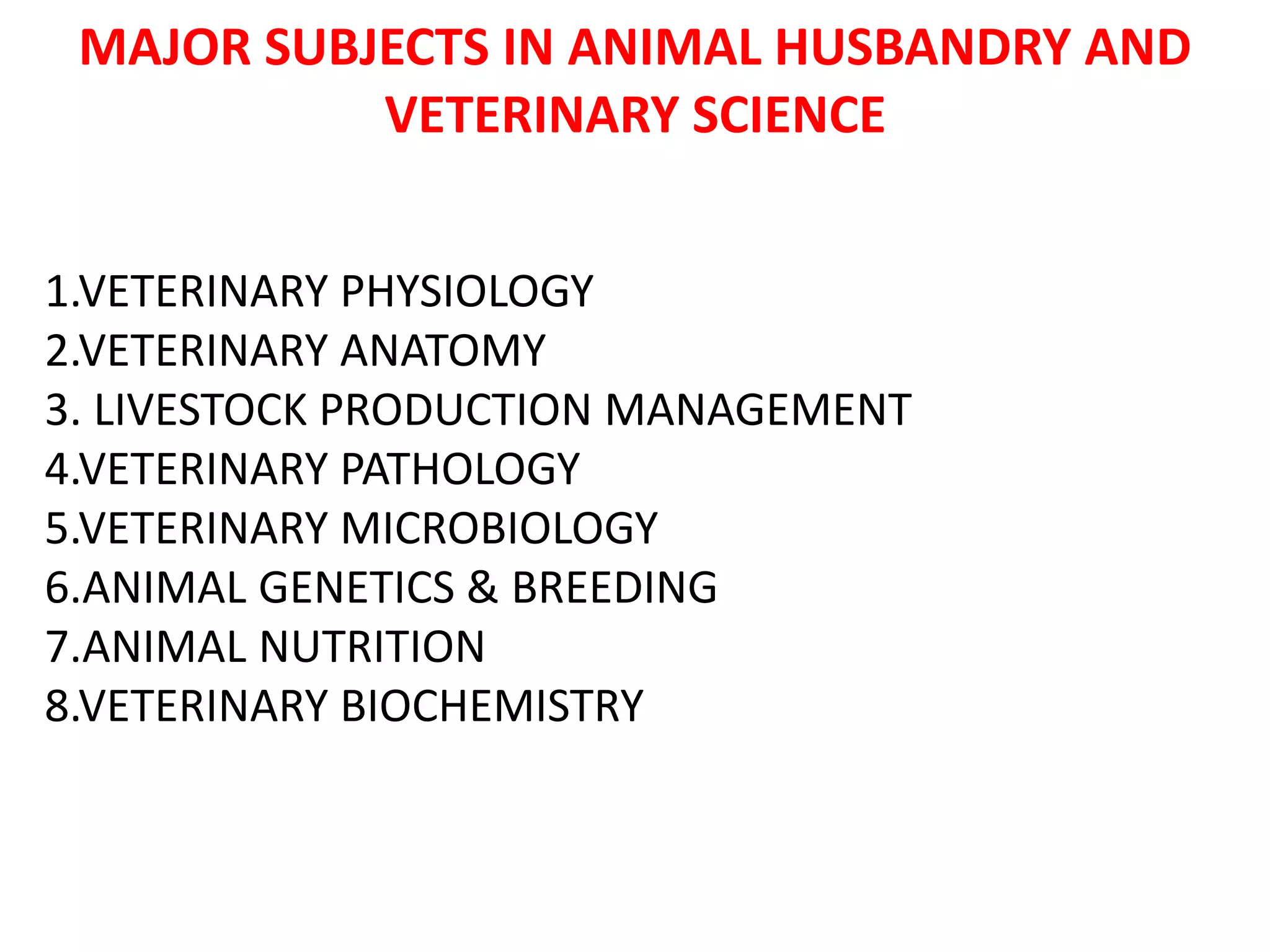 Animal Husbandry and Veterinary Science | PPTX