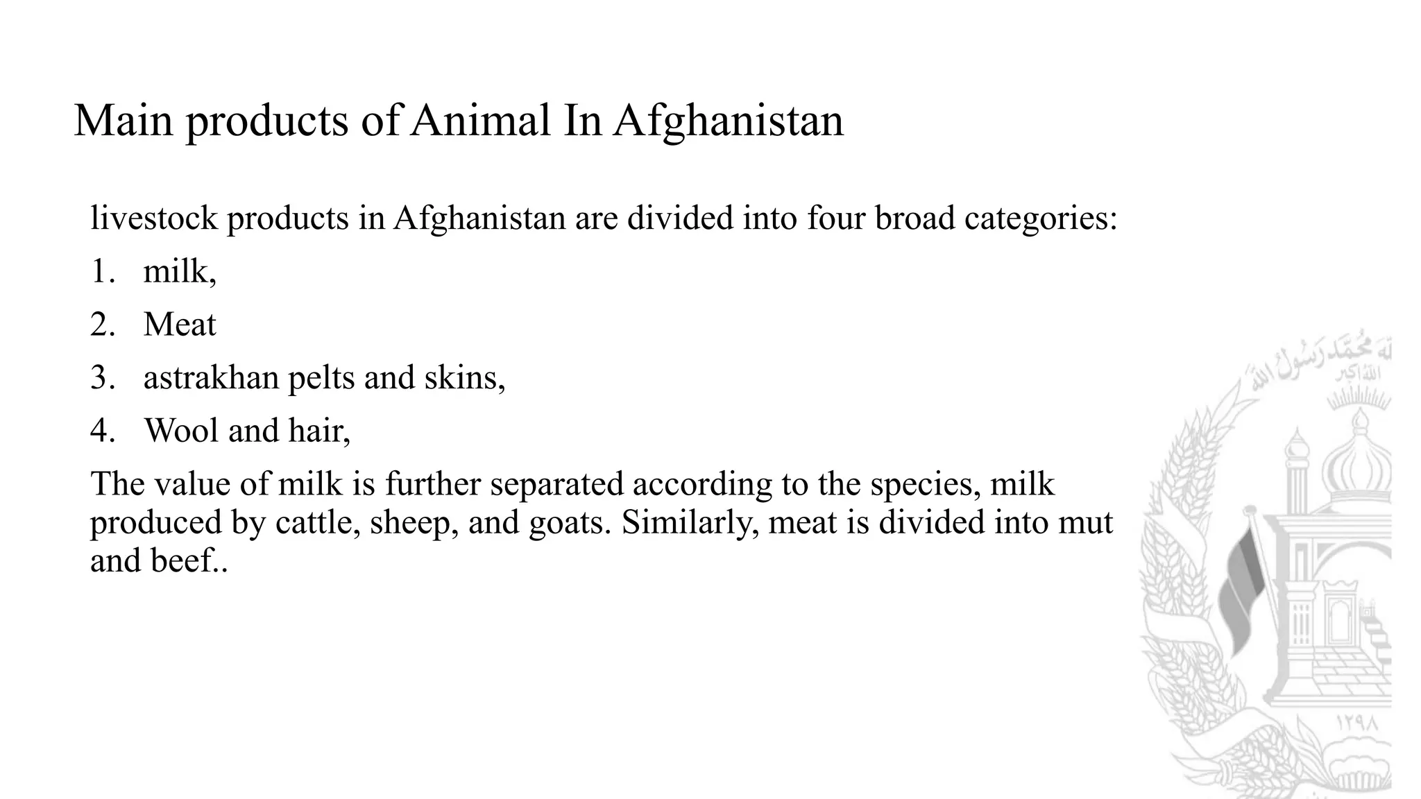 Animal husbandry in Afghanistan | PPTX