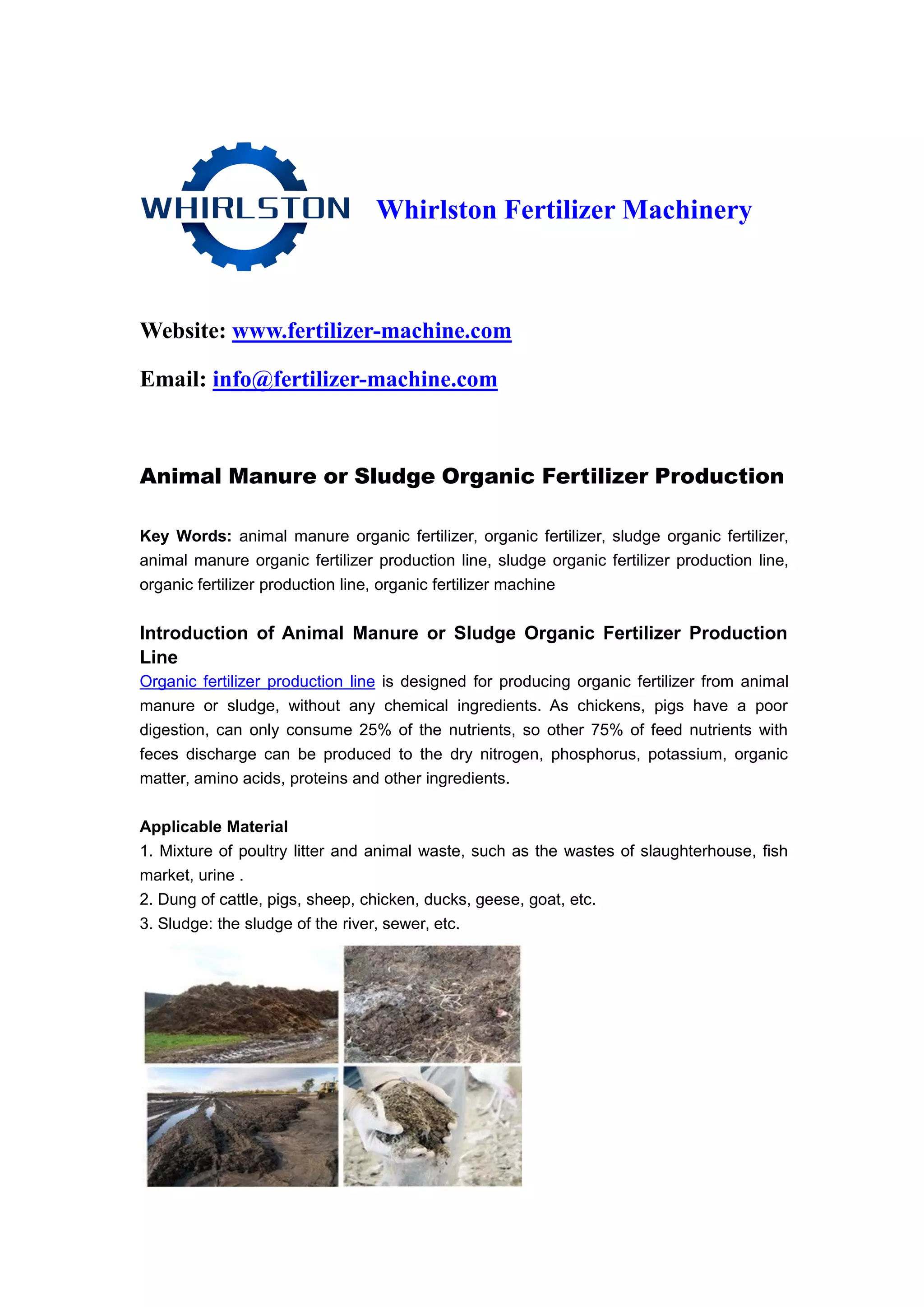 Animal manure or sludge organic fertilizer production | PDF