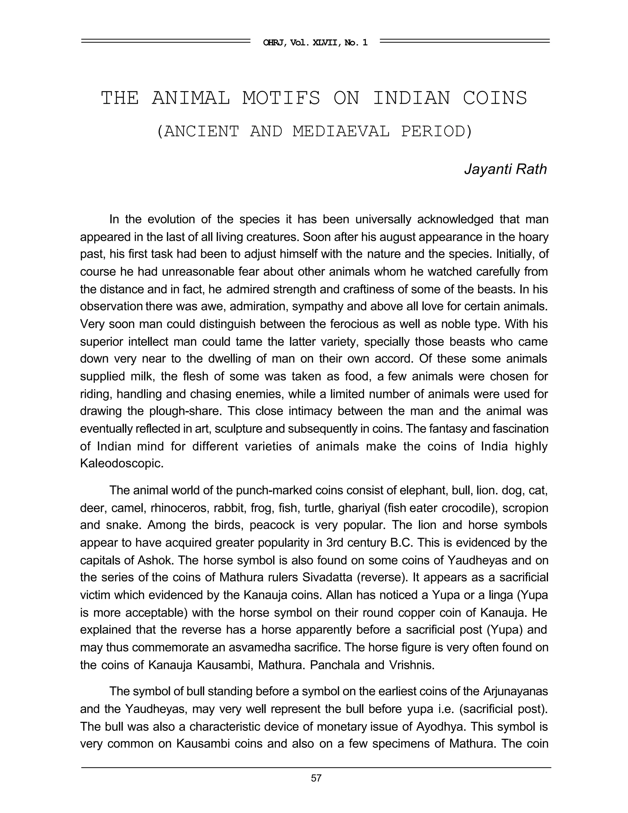 Animal motifs on indian coins | PDF