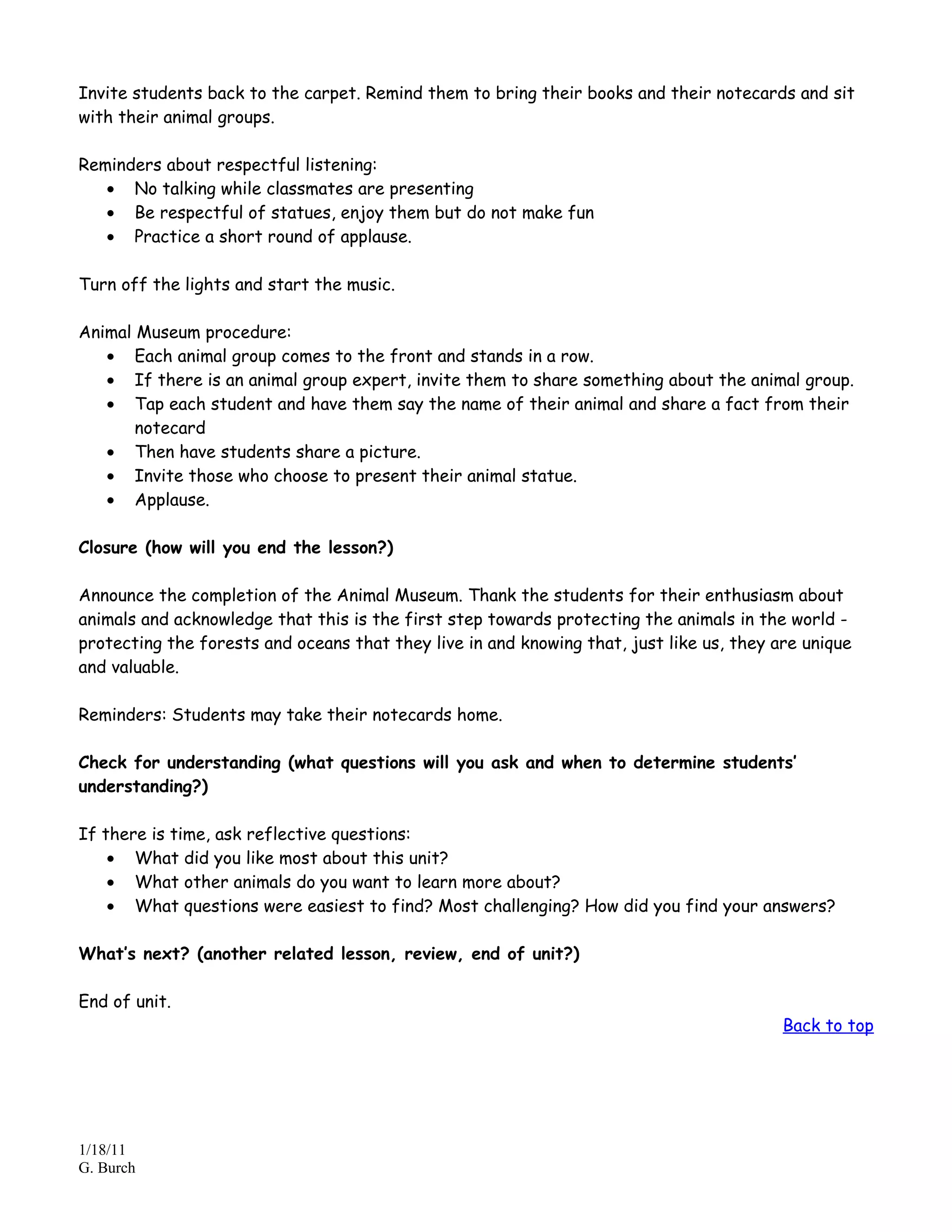 Animal museum unit plan-final | DOC