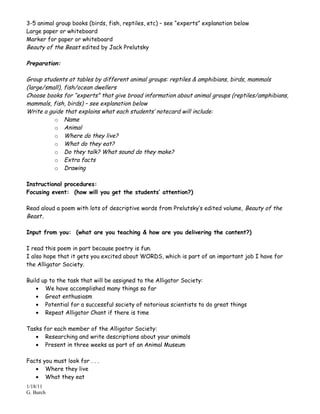 Animal museum unit plan-final | DOC