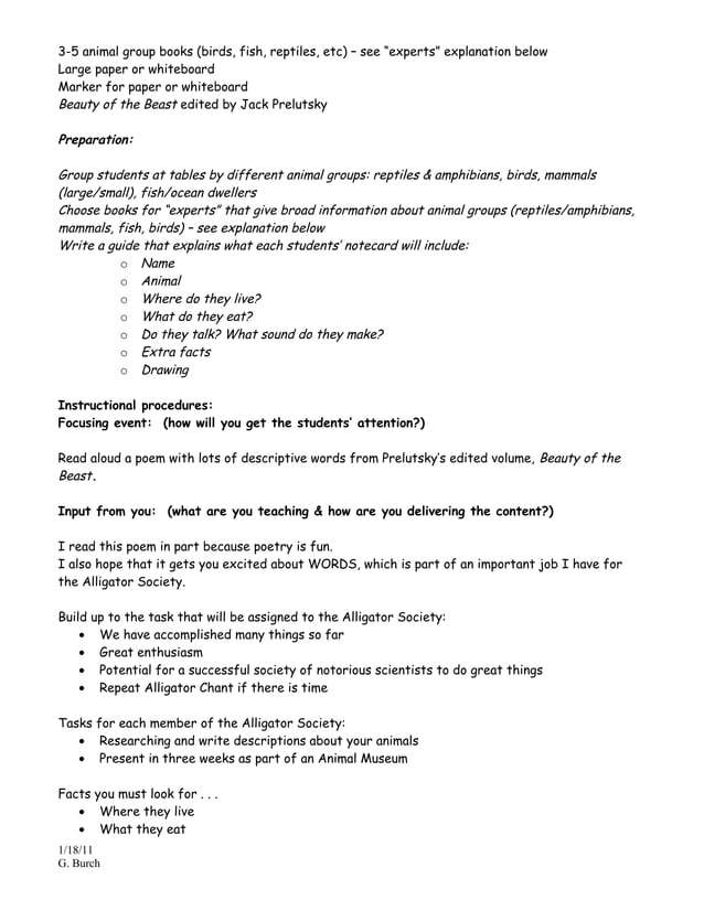 Animal museum unit plan-final | DOC