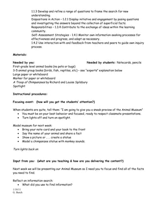Animal museum unit plan-final | DOC