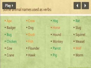 Animal names as verbs ( p4 ) | PPTX
