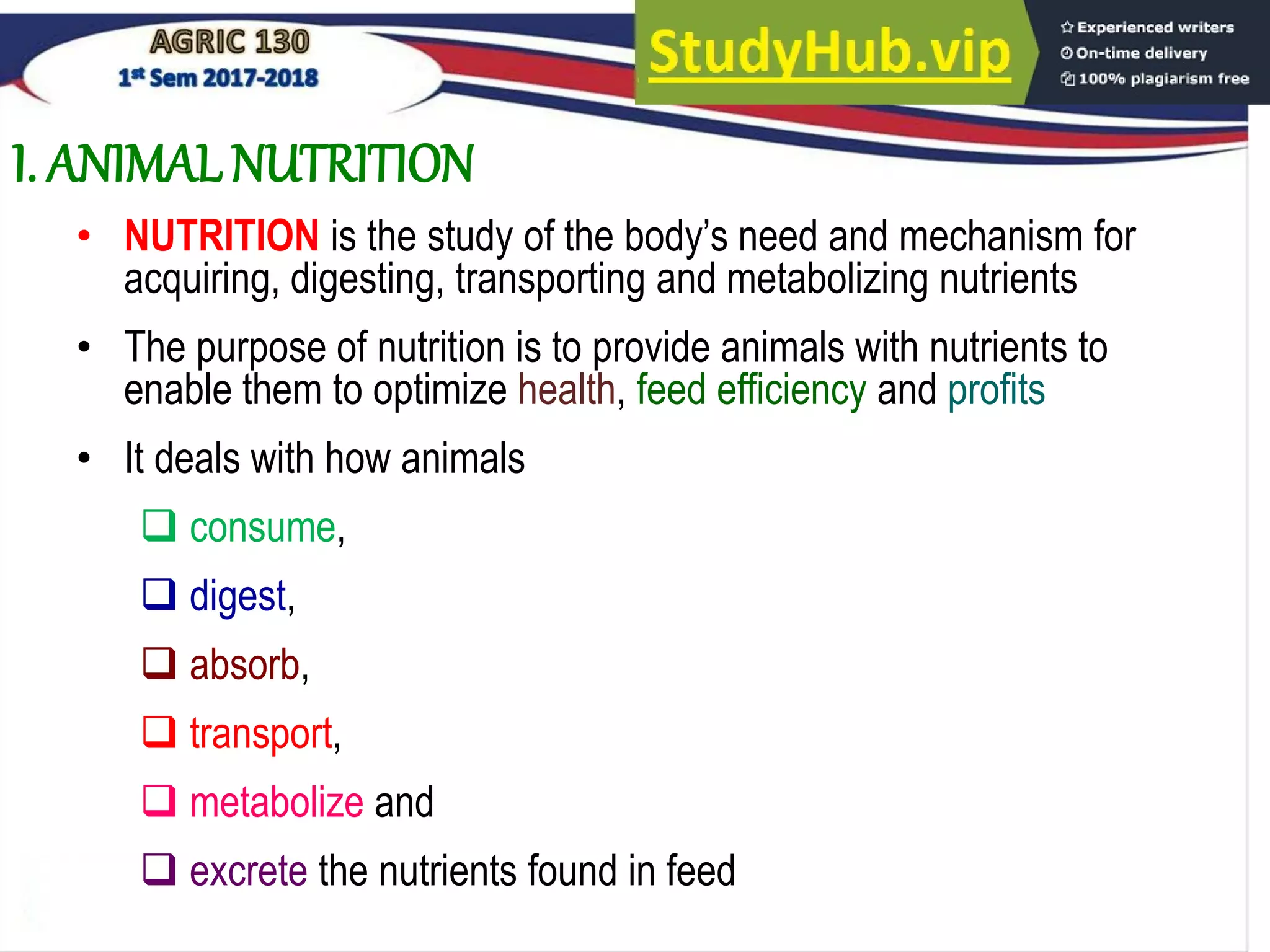 ANIMAL NUTRITION AND FEEDING LECTURE CONTENT | PDF | Agriculture ...
