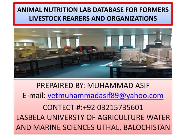Animal nutrition lab database for formers livestock rearers | PPT