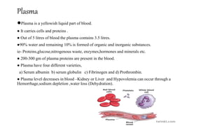 ANIMAL PHYSIOLOGY, The Blood-RBC ,WBC and Platelets Function | PPTX ...