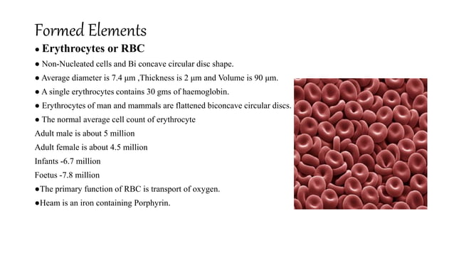 ANIMAL PHYSIOLOGY, The Blood-RBC ,WBC and Platelets Function | PPTX ...