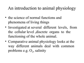 Animal physiology and histology course unit | PPTX