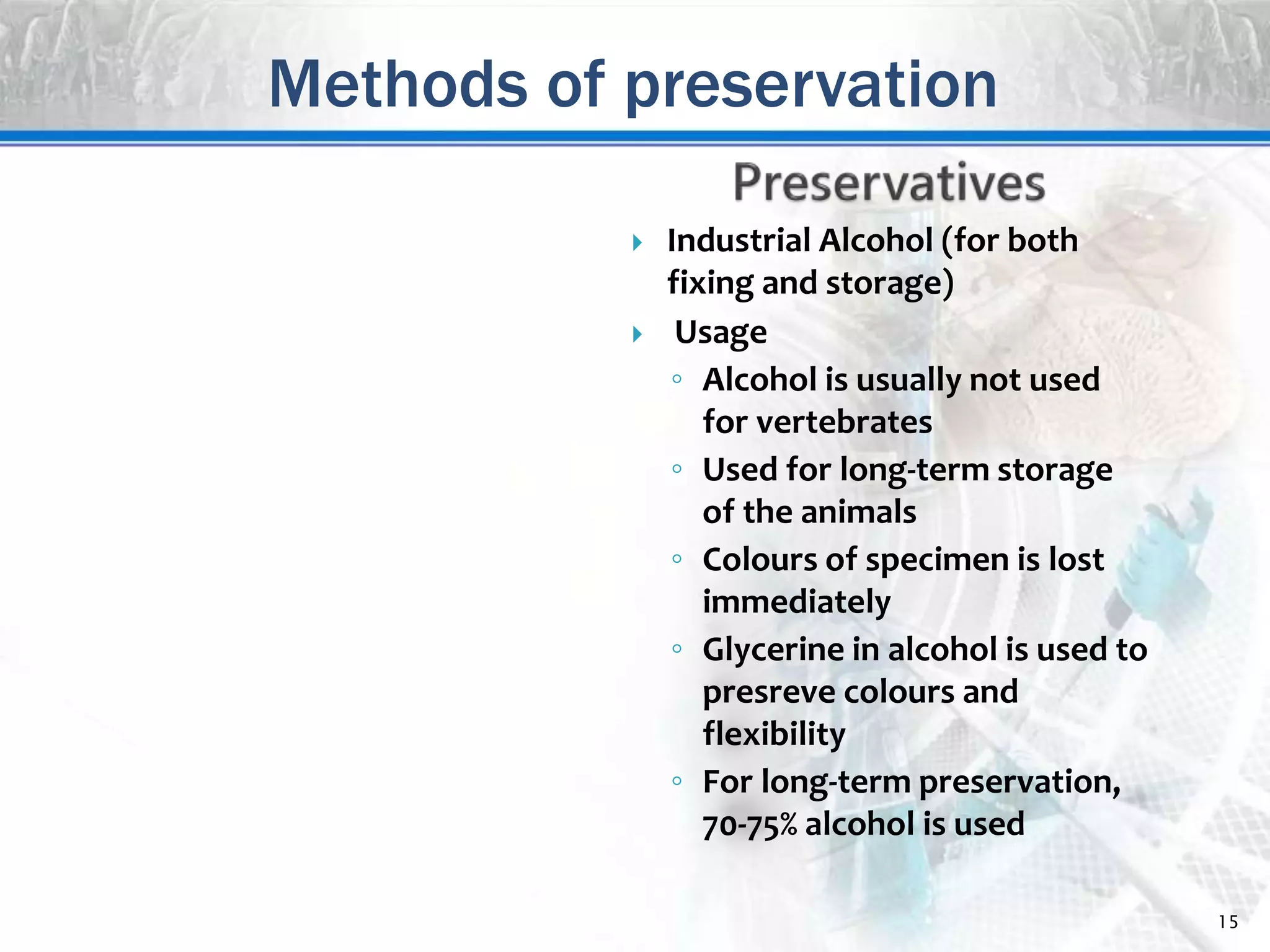 Animal preservation techniques introduction and objectives | PPTX