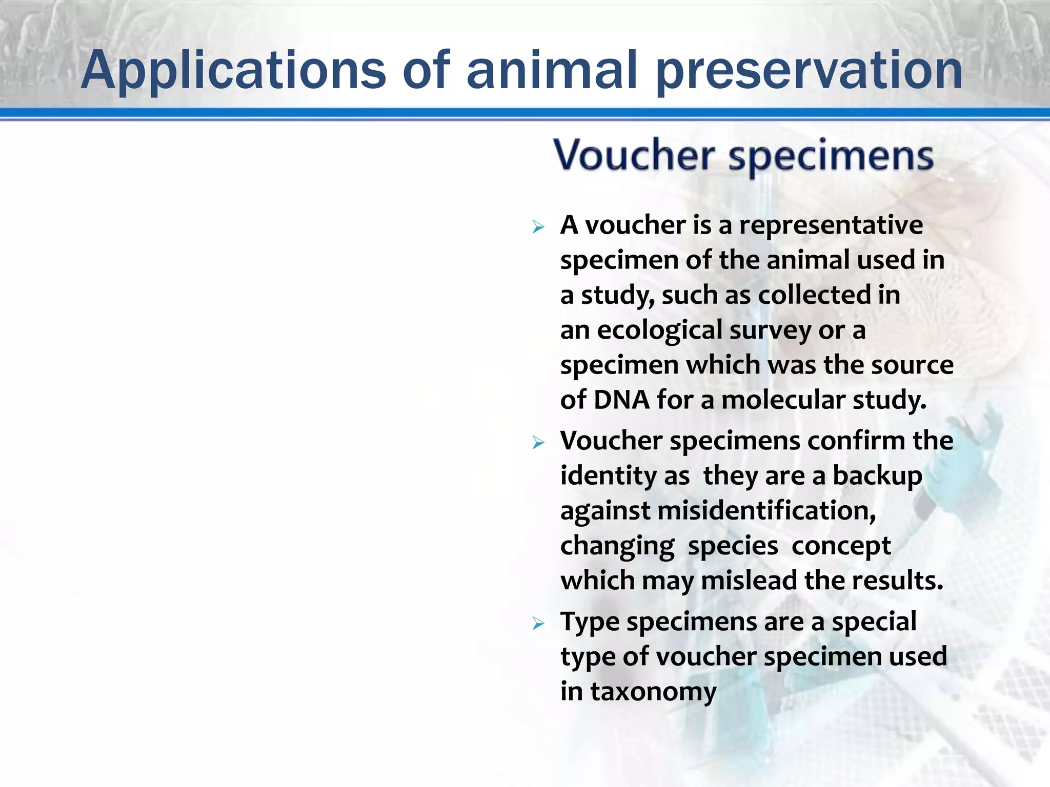 Animal preservation techniques introduction and objectives | PPTX
