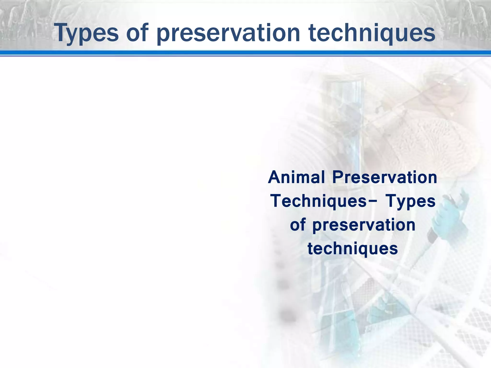 Animal preservation techniques introduction and objectives | PPTX