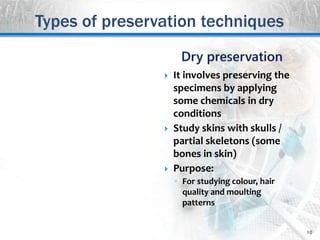 Animal preservation techniques introduction and objectives | PPTX