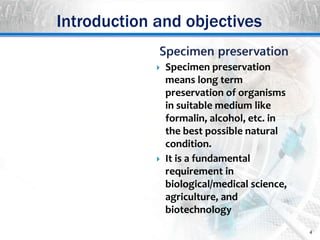 Animal preservation techniques introduction and objectives | PPTX