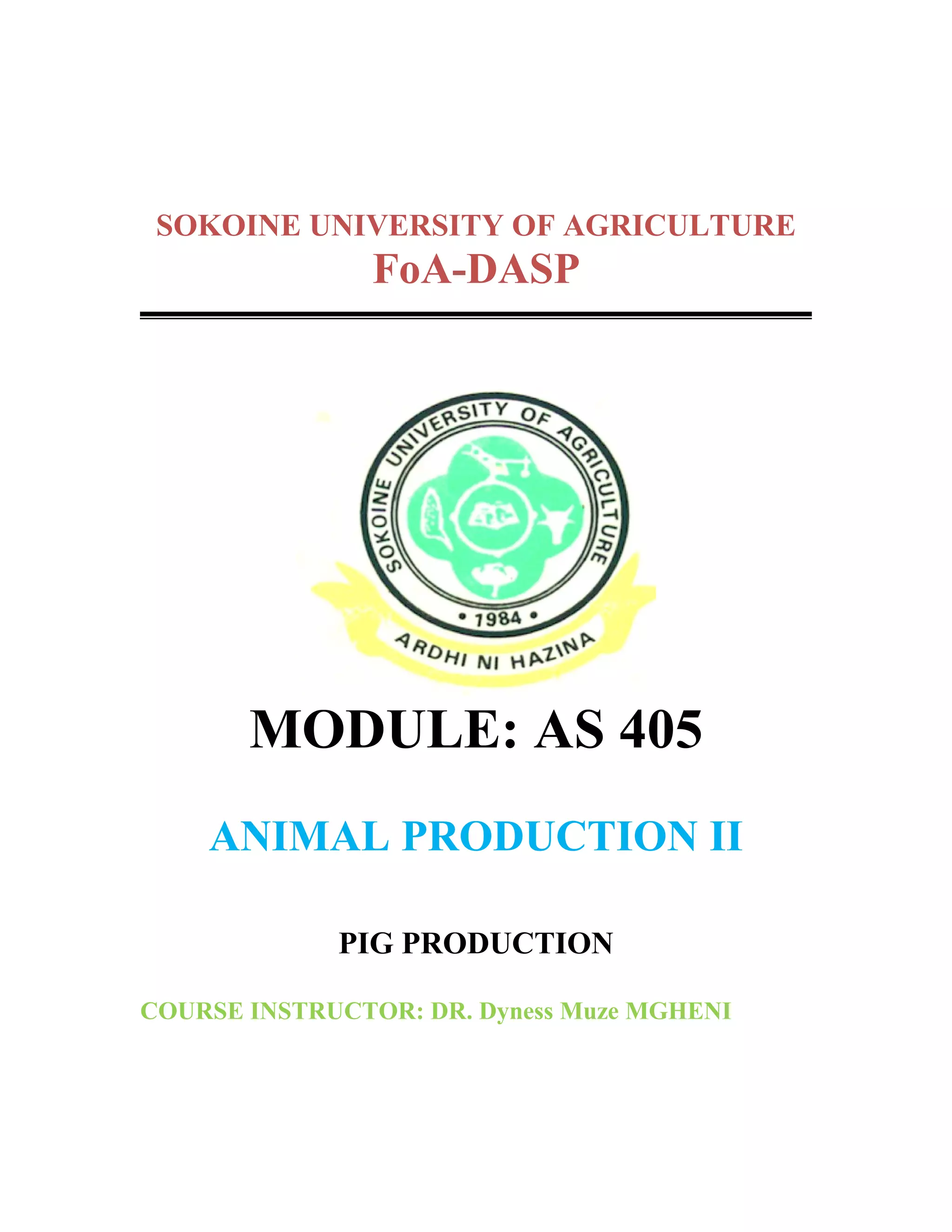 Animal production for pigs | DOC