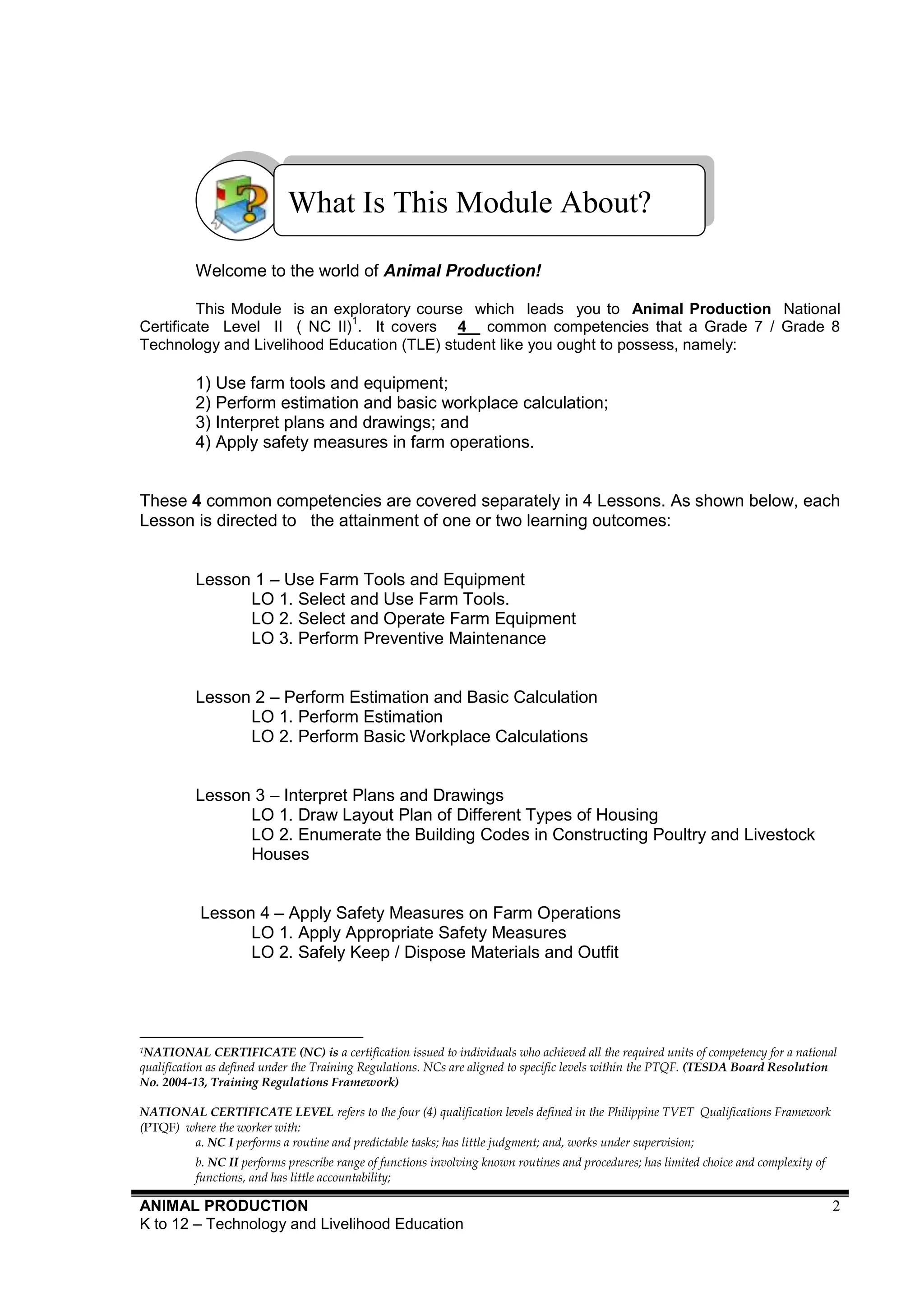 TLE -Learning Module - Animal Production | PDF