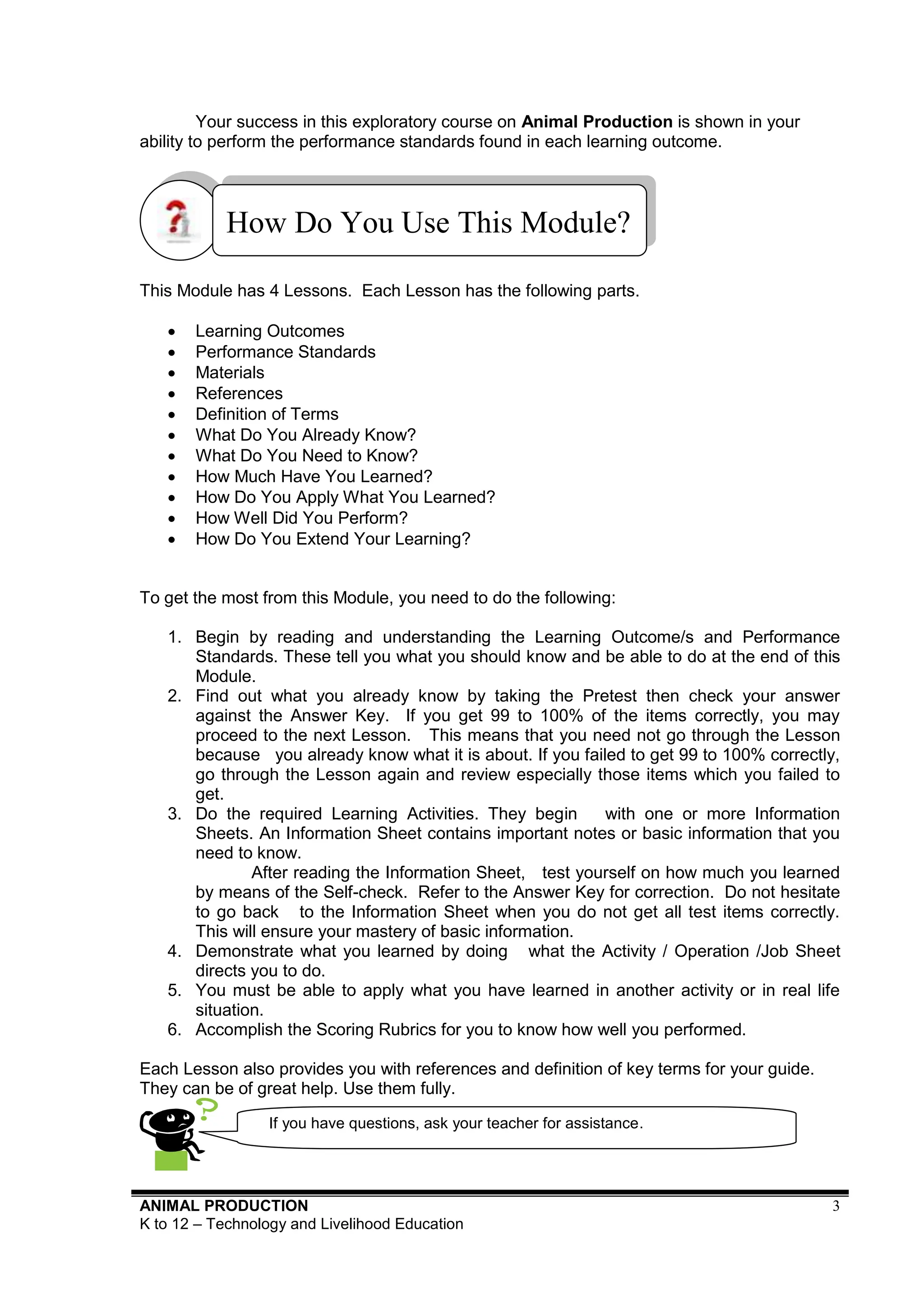 TLE -Learning Module - Animal Production | PDF