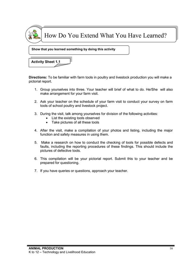 TLE -Learning Module - Animal Production | PDF