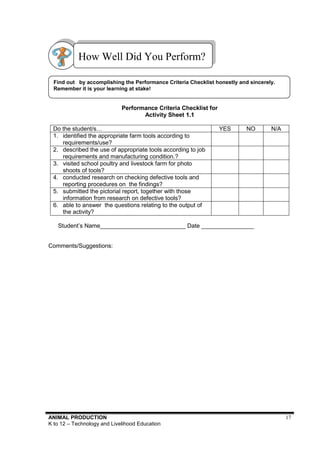TLE -Learning Module - Animal Production | PDF
