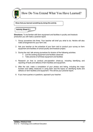 TLE -Learning Module - Animal Production | PDF