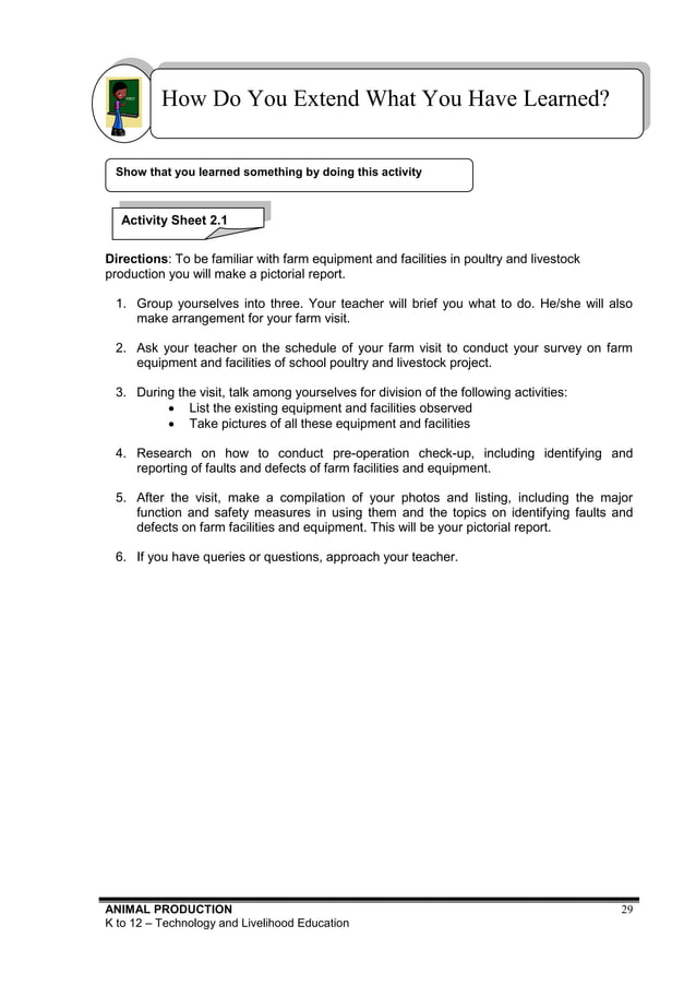 TLE -Learning Module - Animal Production | PDF