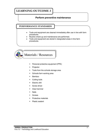 TLE -Learning Module - Animal Production | PDF