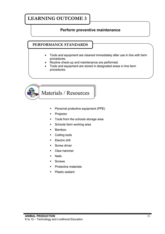 TLE -Learning Module - Animal Production | PDF