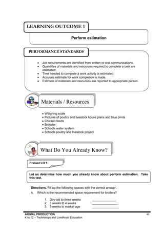 TLE -Learning Module - Animal Production | PDF