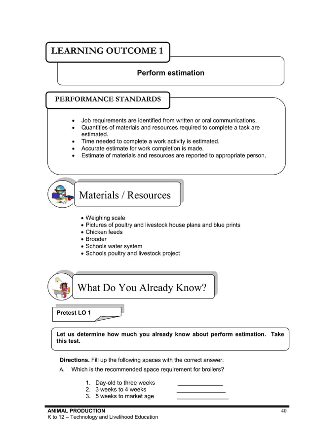 TLE -Learning Module - Animal Production | PDF