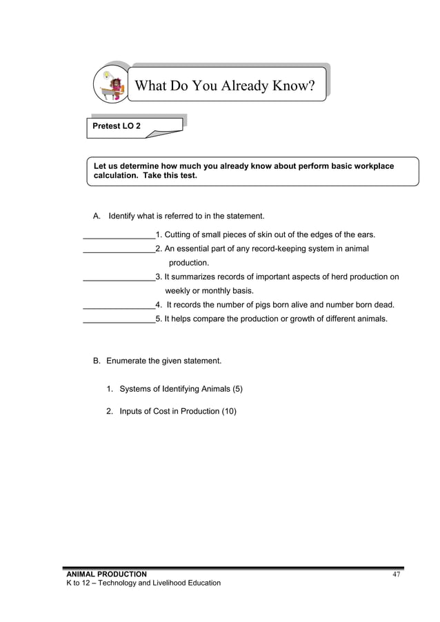 TLE -Learning Module - Animal Production | PDF