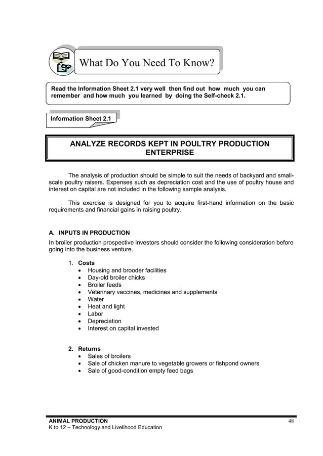 TLE -Learning Module - Animal Production | PDF