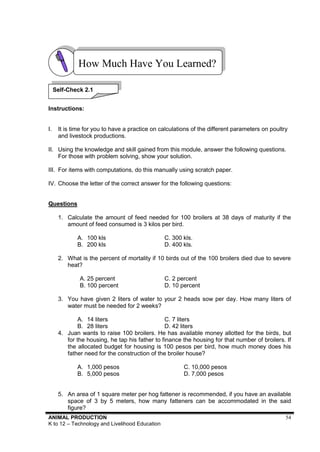 TLE -Learning Module - Animal Production | PDF