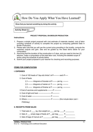 TLE -Learning Module - Animal Production | PDF