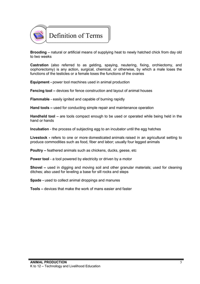 TLE -Learning Module - Animal Production | PDF