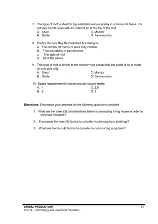TLE -Learning Module - Animal Production | PDF