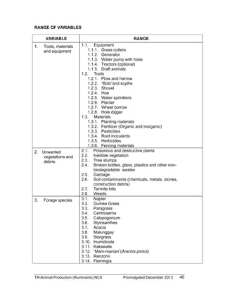 Animal Production (Ruminants) NC II Training Regulations | PDF