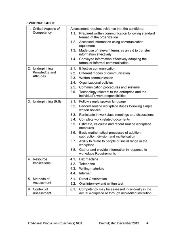 Animal Production (Ruminants) NC II Training Regulations | PDF