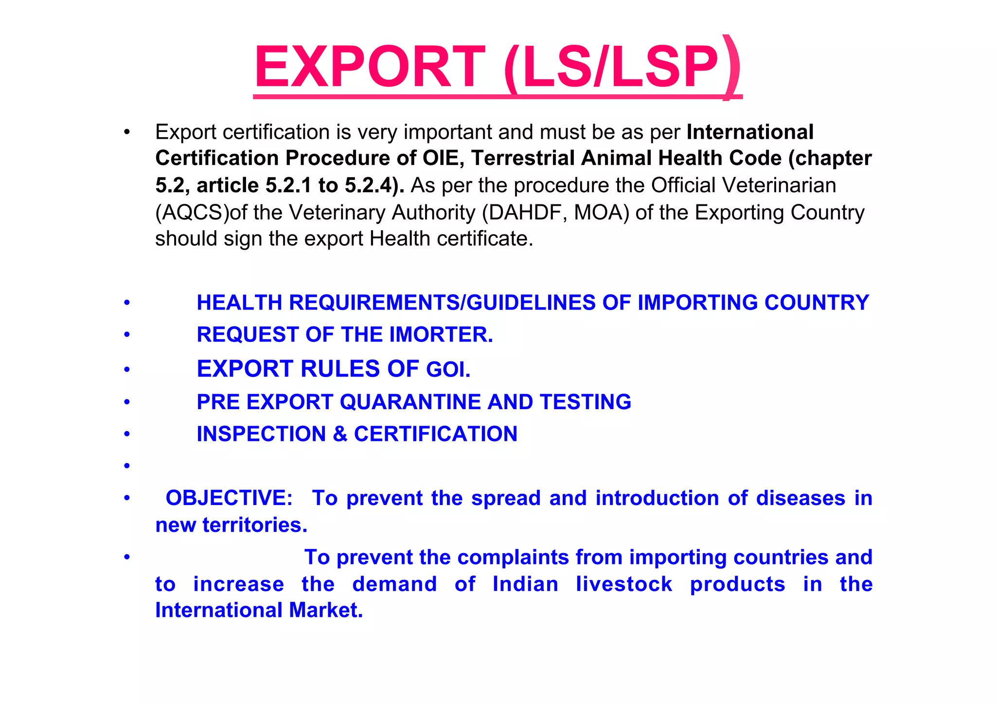 Animal Quarantine and Certification Services | PDF