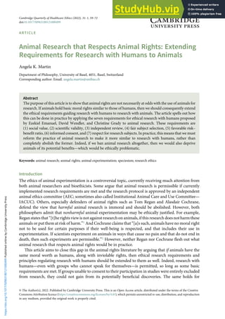Animal Research That Respects Animal Rights -- Extending Requirements ...