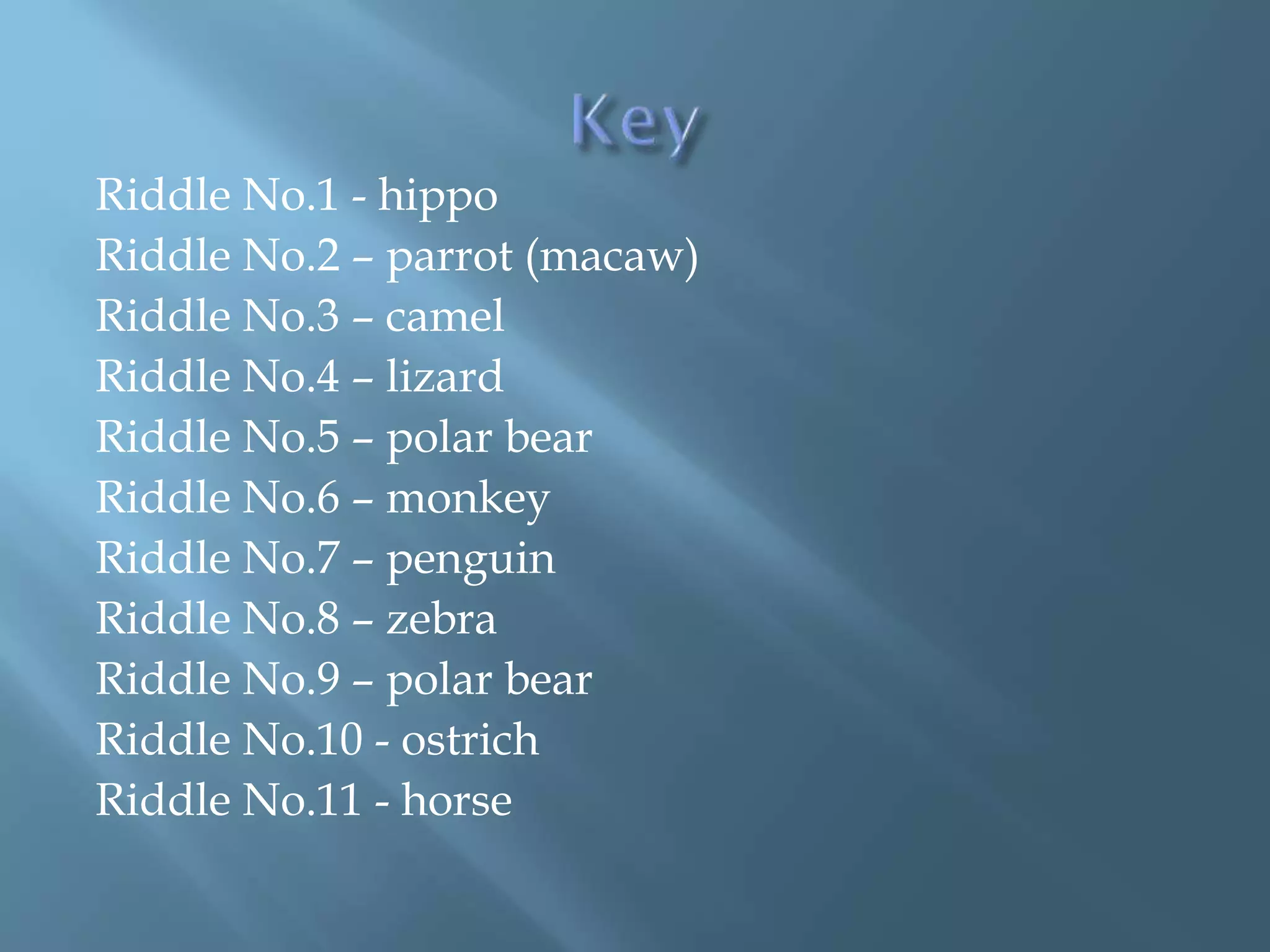 Animal riddles | PPTX