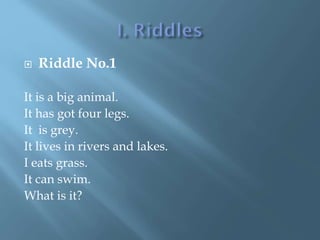 Animal riddles | PPTX