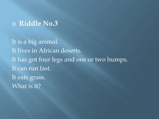 Animal riddles | PPTX
