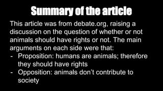 Animal rights critical thinking | PPTX