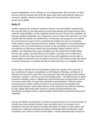 Animal rigts vs medical research | PDF