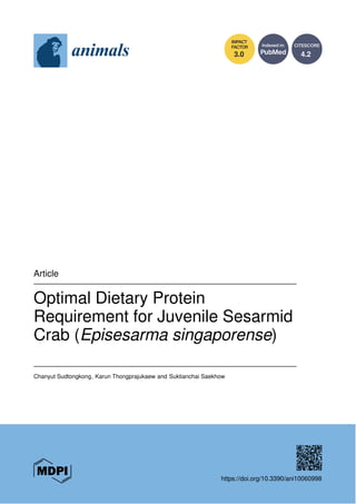 Optimal Dietary Protein Requirement for Juvenile Sesarmid Crab ...